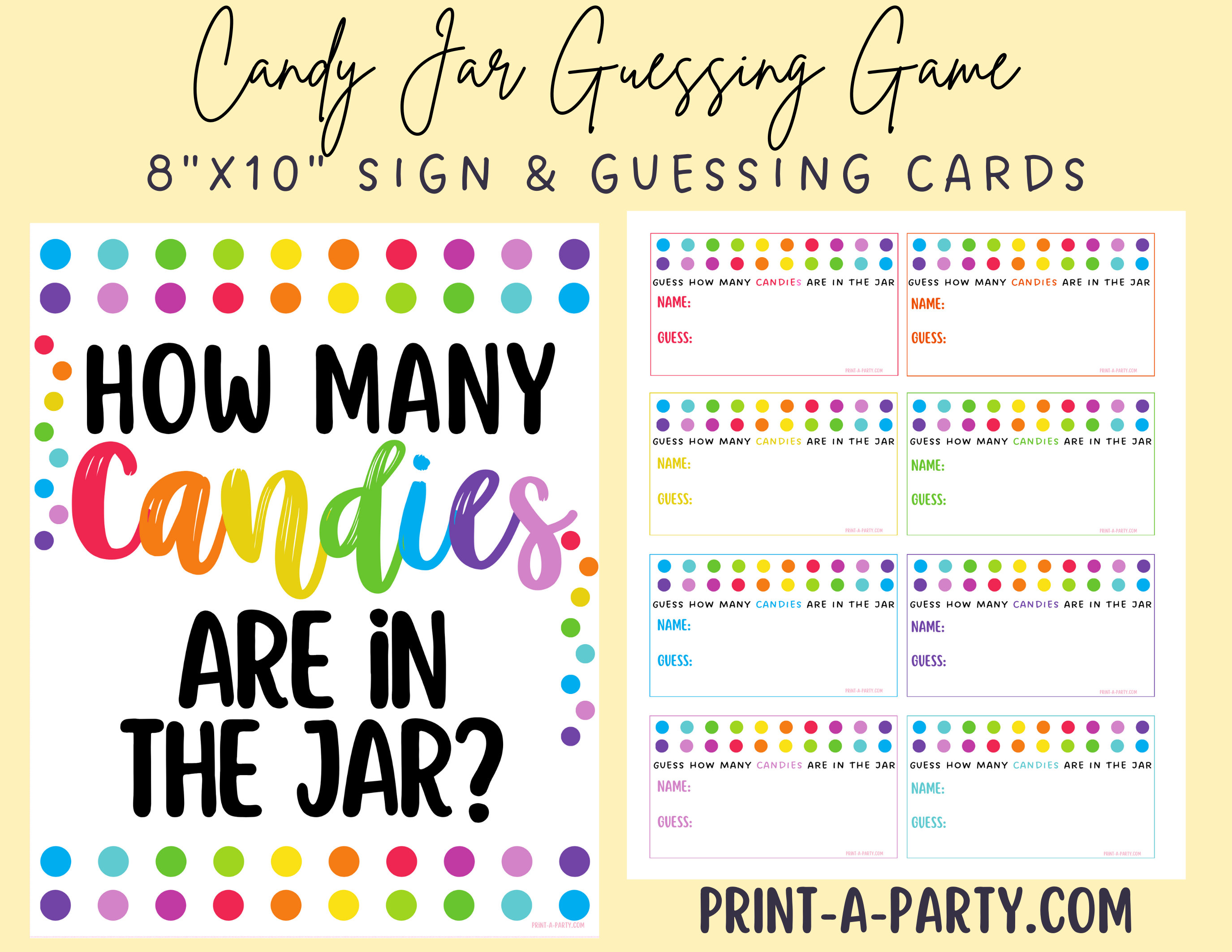 Candy Jar Guessing Game | Party Activity | Party Game | Party Decor ...