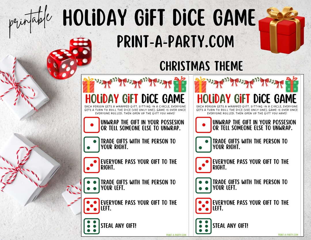 DICE GAME Holiday Dice Game Christmas Dice Game Pass the Presents Game ...