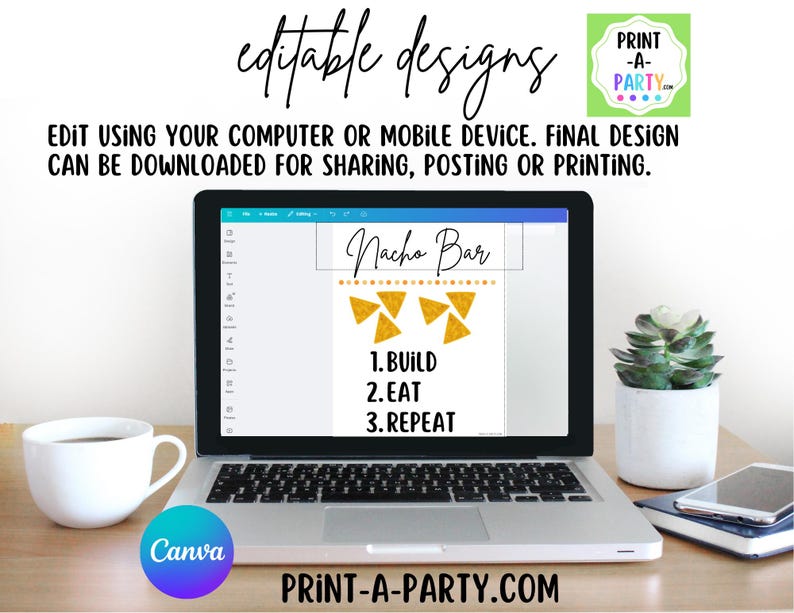 NACHO BAR - EDITABLE | Nacho Station - White | Make Your Own Nacho Sign ...