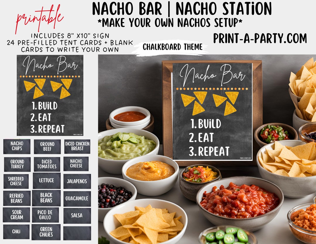 NACHO BAR | Nacho Station - Chalkboard | Make Your Nachos Sign | Nacho ...