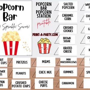 POPCORN BAR | Popcorn Station - White | Popcorn Bar Sign | Food Station ...