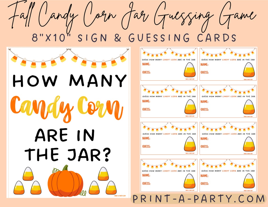Fall Candy Corn Guessing Game How Many Candy Corns Are in Jar Fall ...