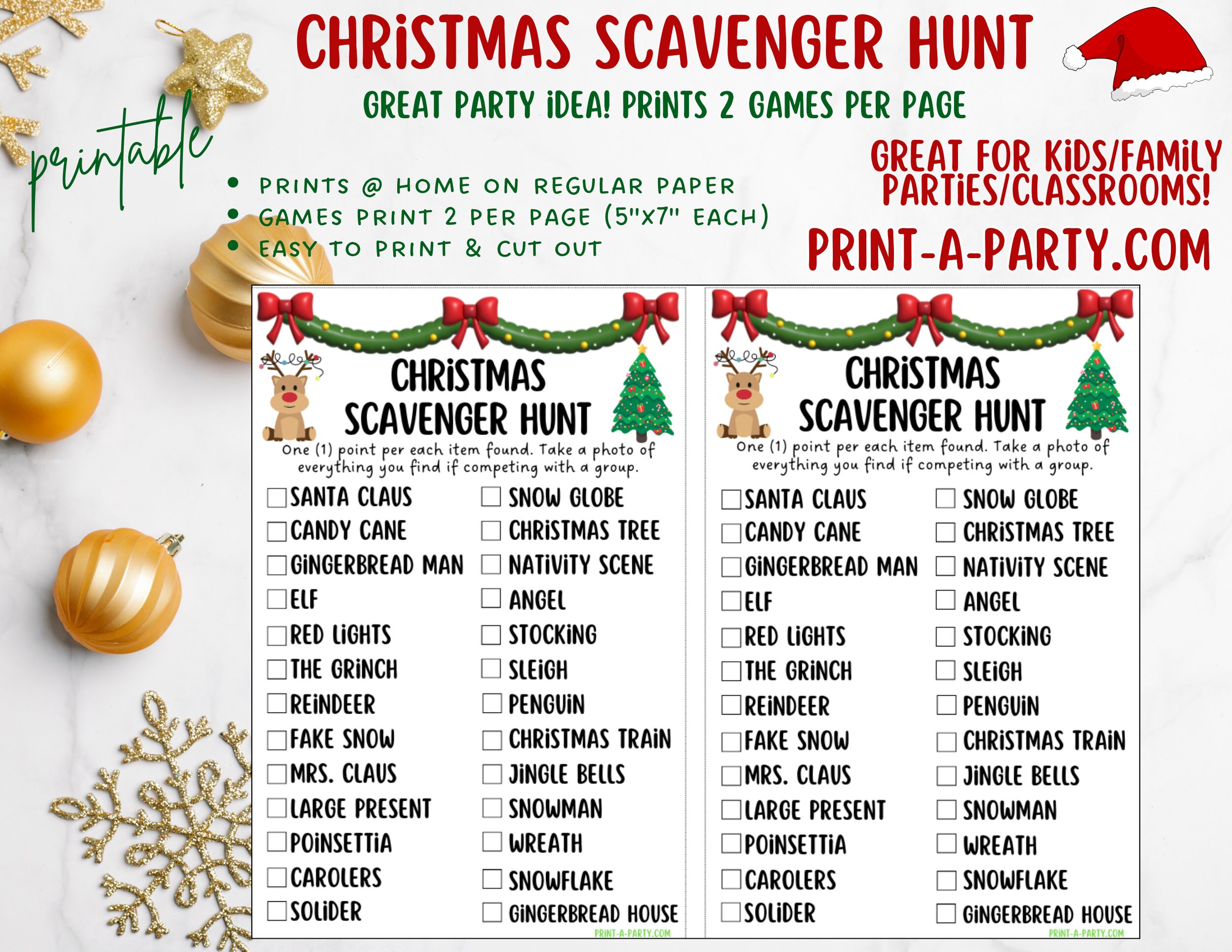 Christmas Scavenger Hunt Printable | Holiday Party Game | Holiday ...