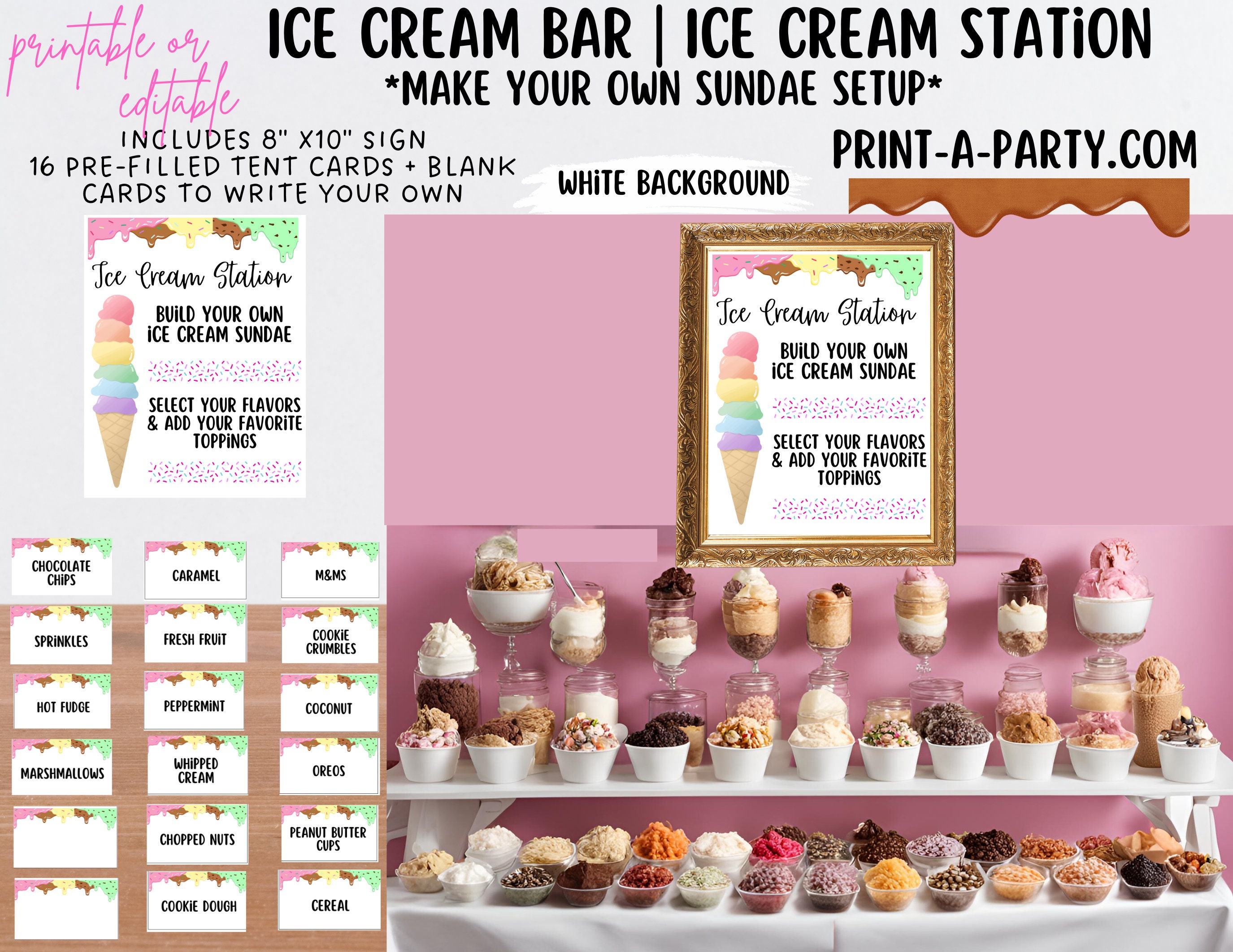 ICE CREAM BAR | Ice Cream Station - White | Make Your Own Ice Cream ...