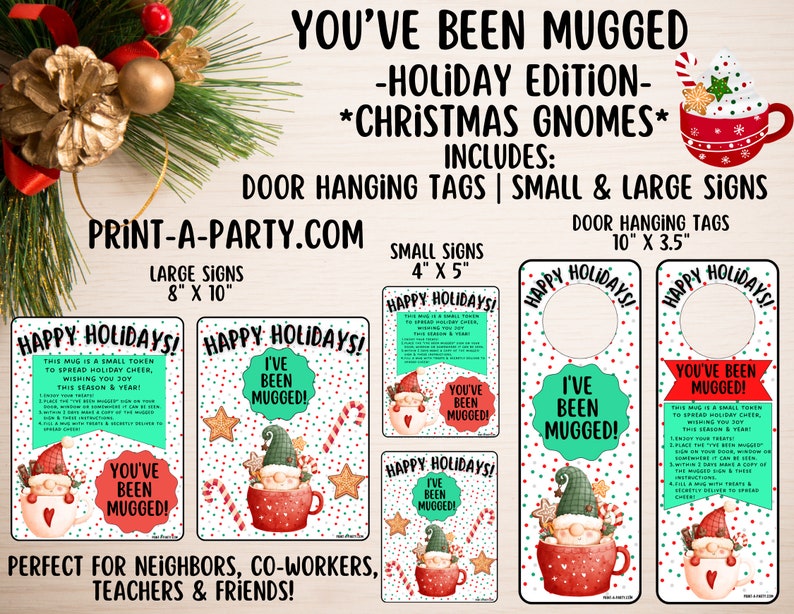 You've Been Mugged Holiday Gift Printable - Gnomes Design | Neighbor ...