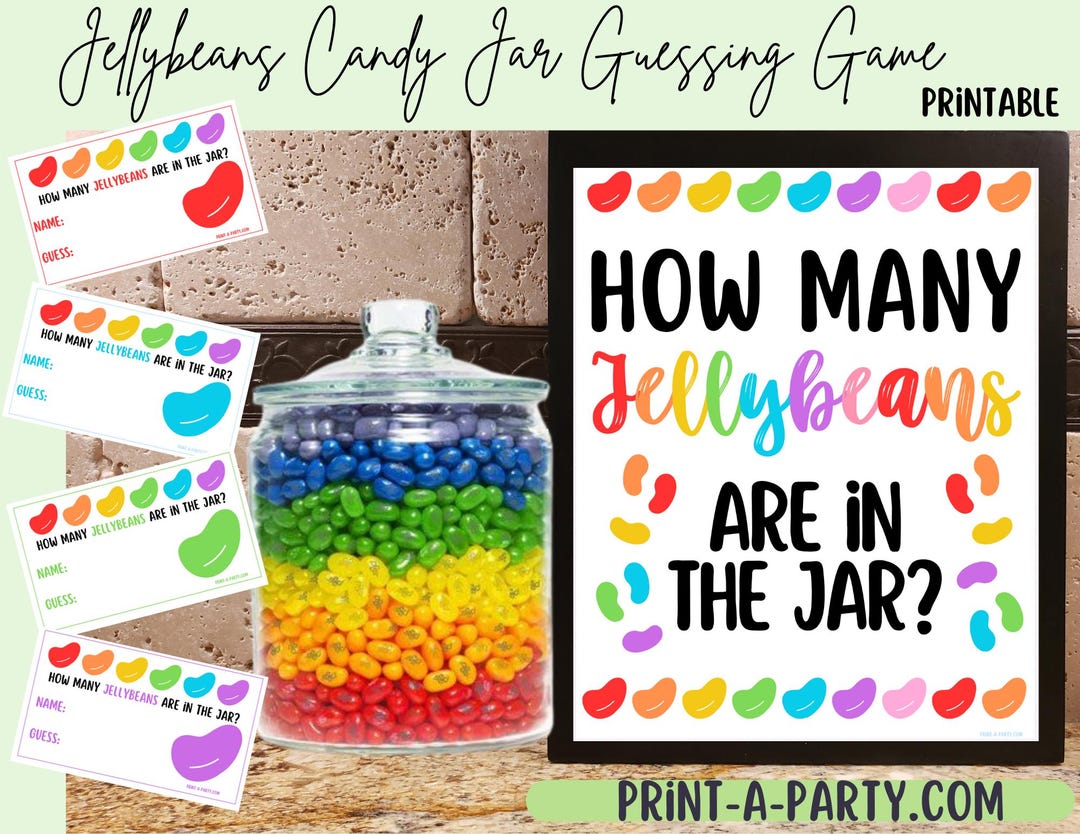 Jellybeans Candy Jar Guessing Game Printable – Party Game Sign & Cards ...