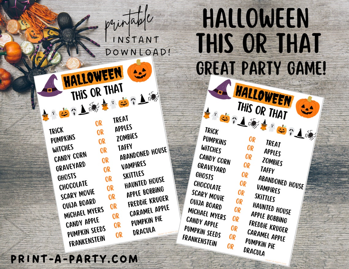 Halloween This or That Game Printable Halloween Games Halloween Fun ...