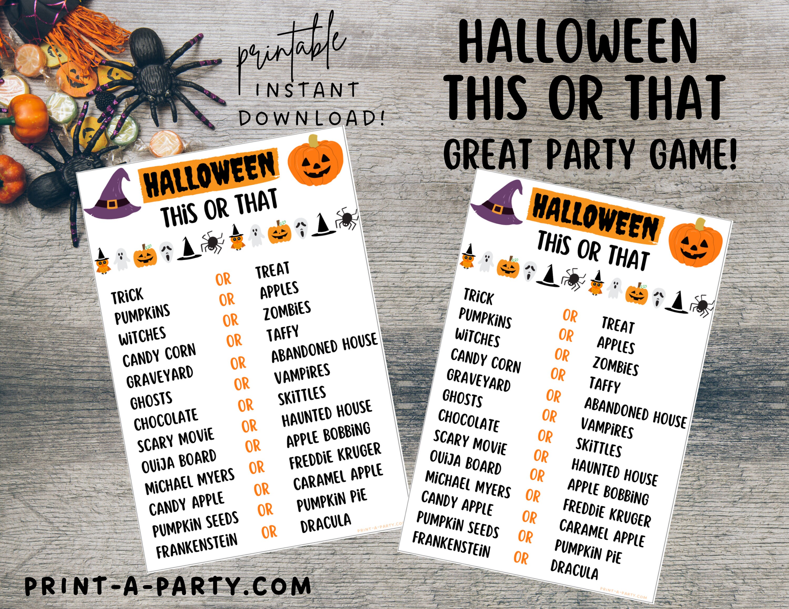 Halloween This or That Game Printable | Halloween Games | Halloween Fun ...