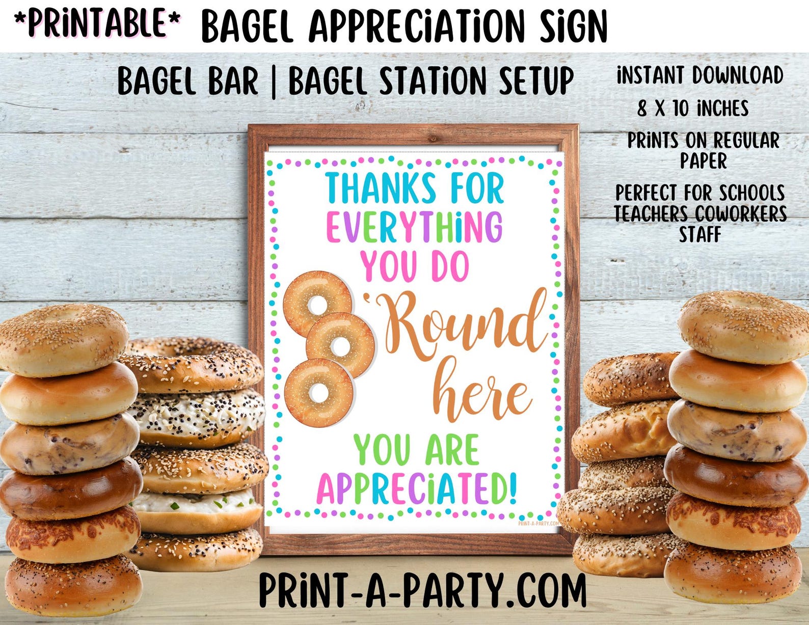 Appreciation Sign BAGEL Bar Station | Teacher Staff Appreciation Sign ...