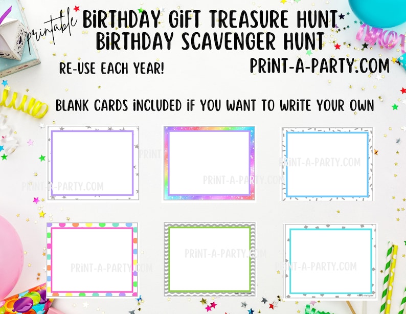 Birthday Scavenger Hunt Printable Clues for Kids – Fun Treasure Hunt ...
