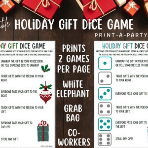 DICE GAME Holiday Dice Game Christmas Dice Game Pass the Presents Game ...