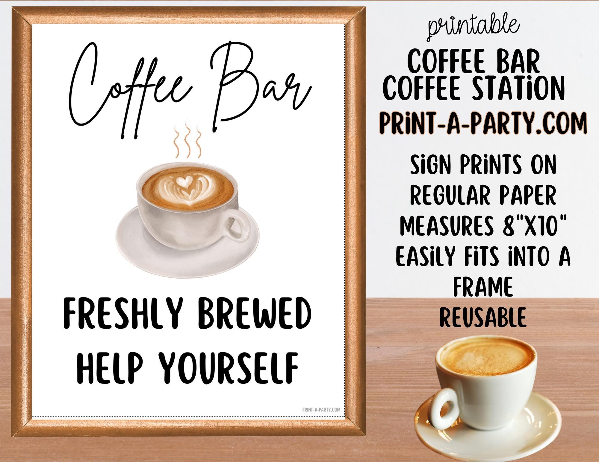 Coffee Bar Sign (8x10) + Toppings Tent Cards Printable Party Decor ...