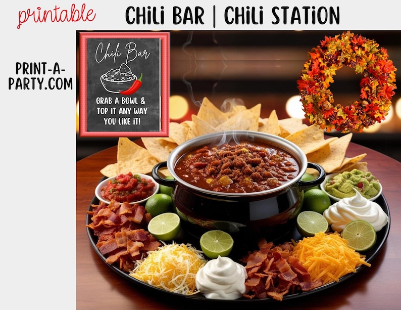 CHILI Bar | Chili Station - Chalkboard | Fall Winter Party Idea | Party ...