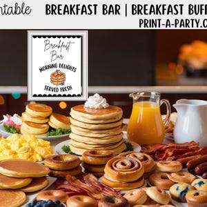 Breakfast Bar Sign & Food Tent Cards | Brunch Party Decor (printable ...