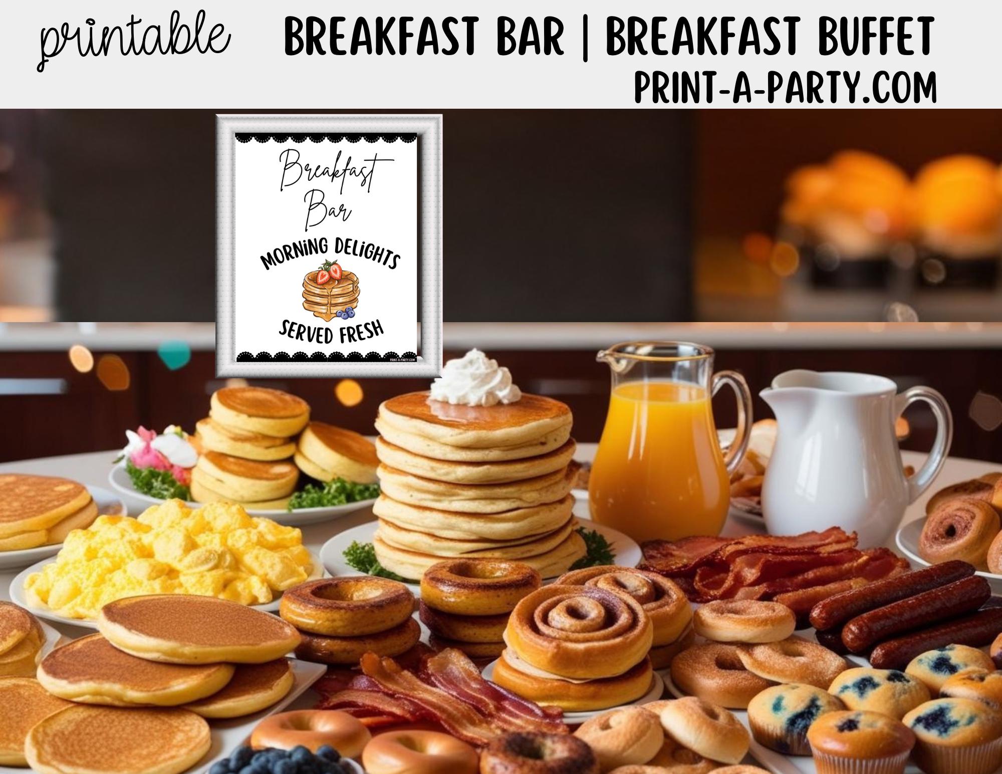 Breakfast Bar Sign & Food Tent Cards | Brunch Party Decor (printable ...