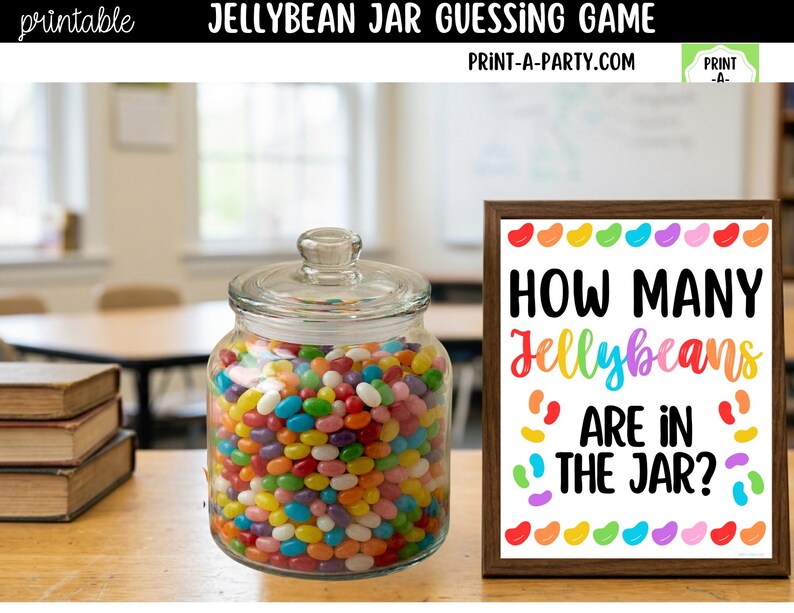 Jellybeans Candy Jar Guessing Game Printable Sign (8x10) & Guessing ...