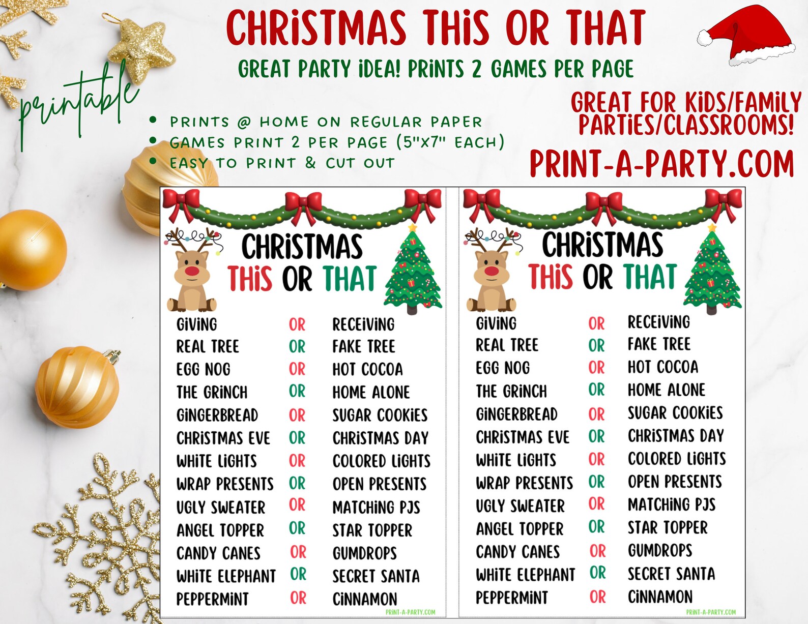 Christmas This or That Printable | Holiday Party Game | Holiday ...