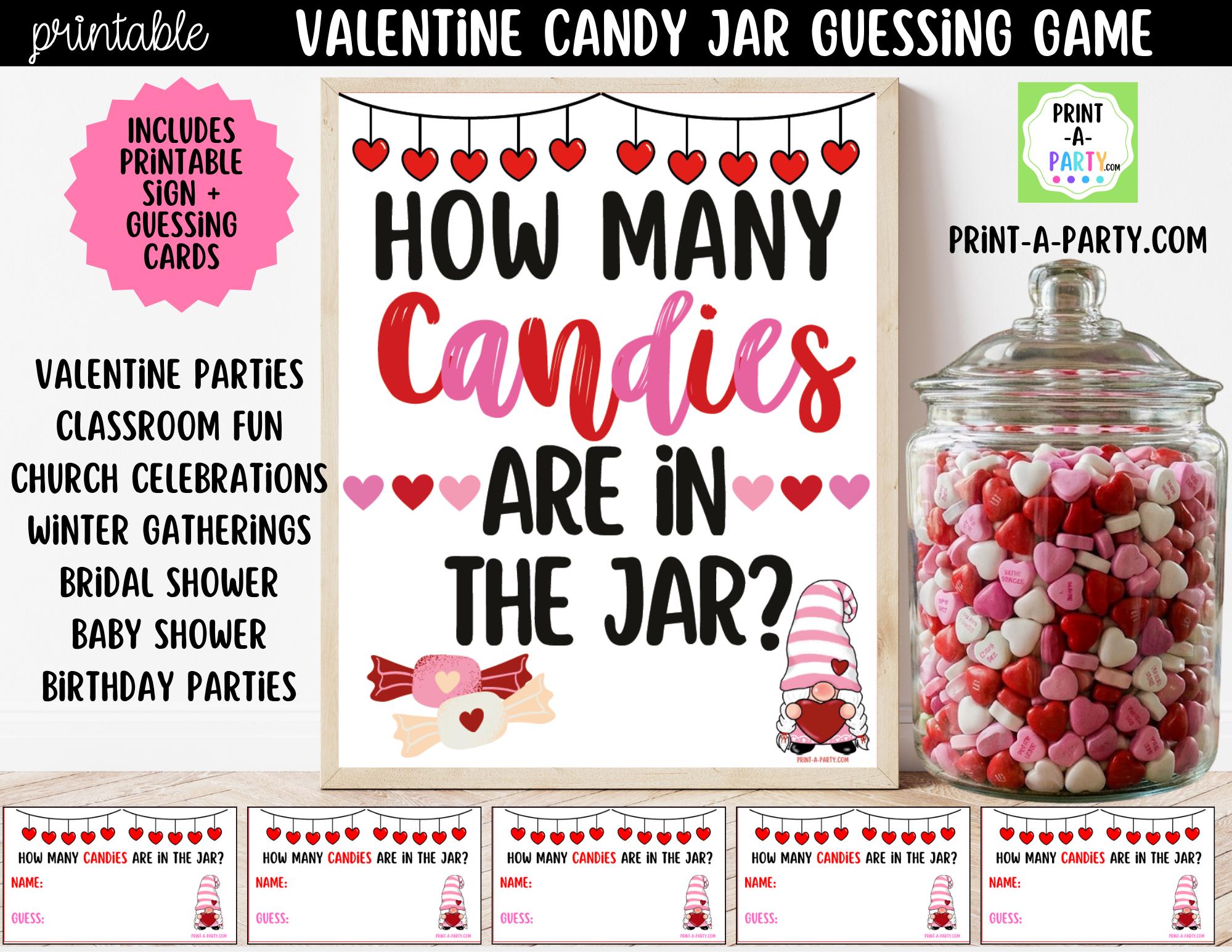 Valentine Candy Game Printable Sign (8x10) + Guessing Cards for Parties ...
