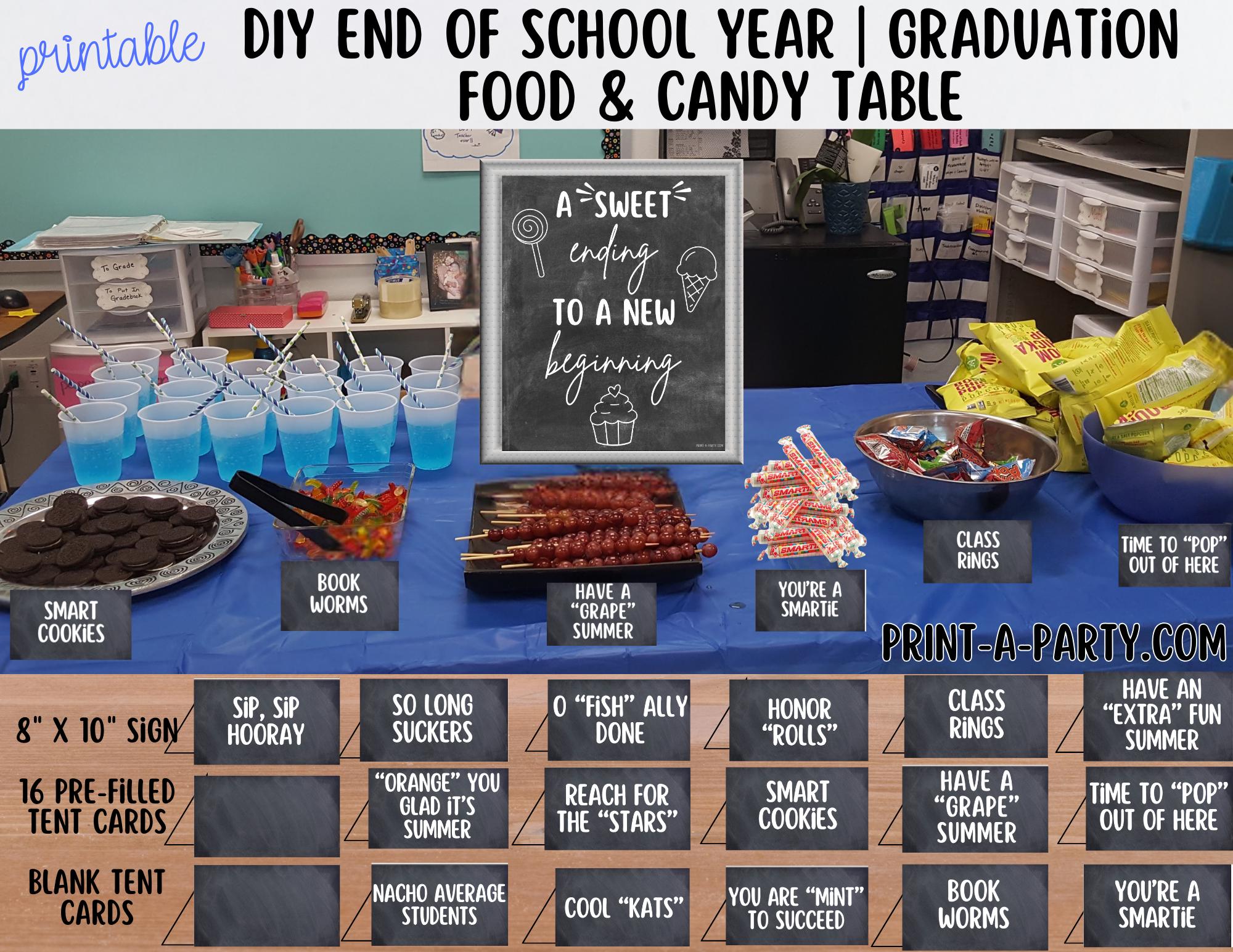 End of School Year Candy Table Kit: Chalkboard Graduation Party Decor ...