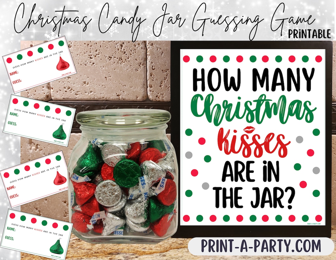 Candy Jar Guessing Game - CHRISTMAS CHOCOLATE KISSES - Printable ...