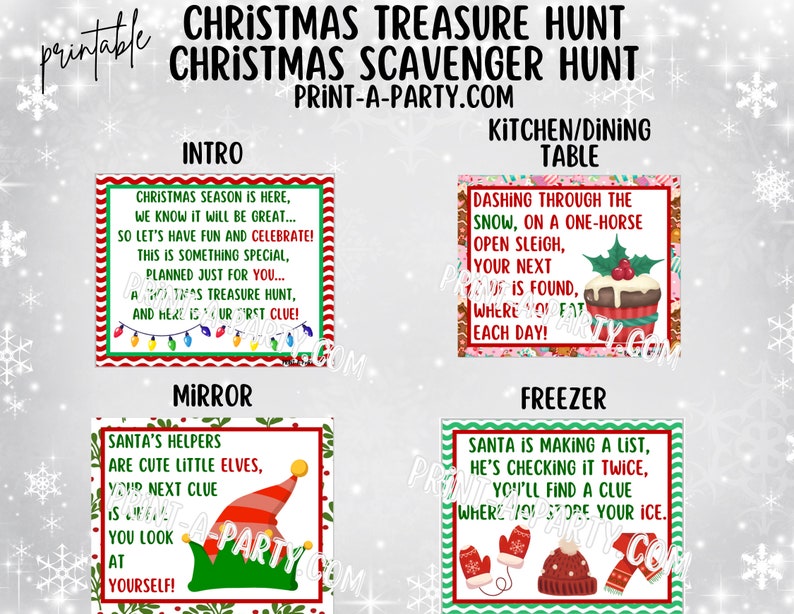 Christmas Scavenger Hunt Printable Game | Holiday Treasure Hunt With ...