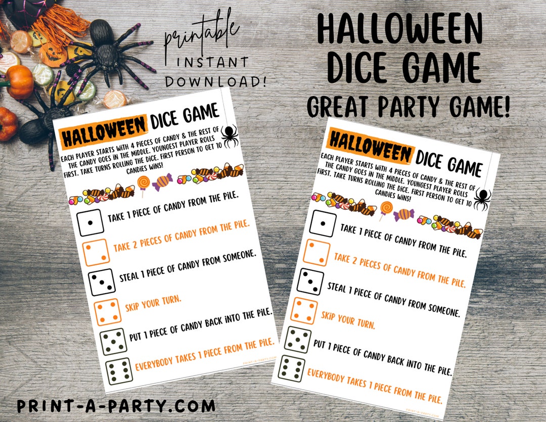 Halloween Dice Game Printable | Halloween Dice Candy Game | Halloween ...