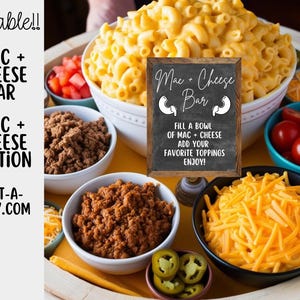 MAC + CHEESE Bar - EDITABLE | Mac + Cheese Station - Chalkboard ...
