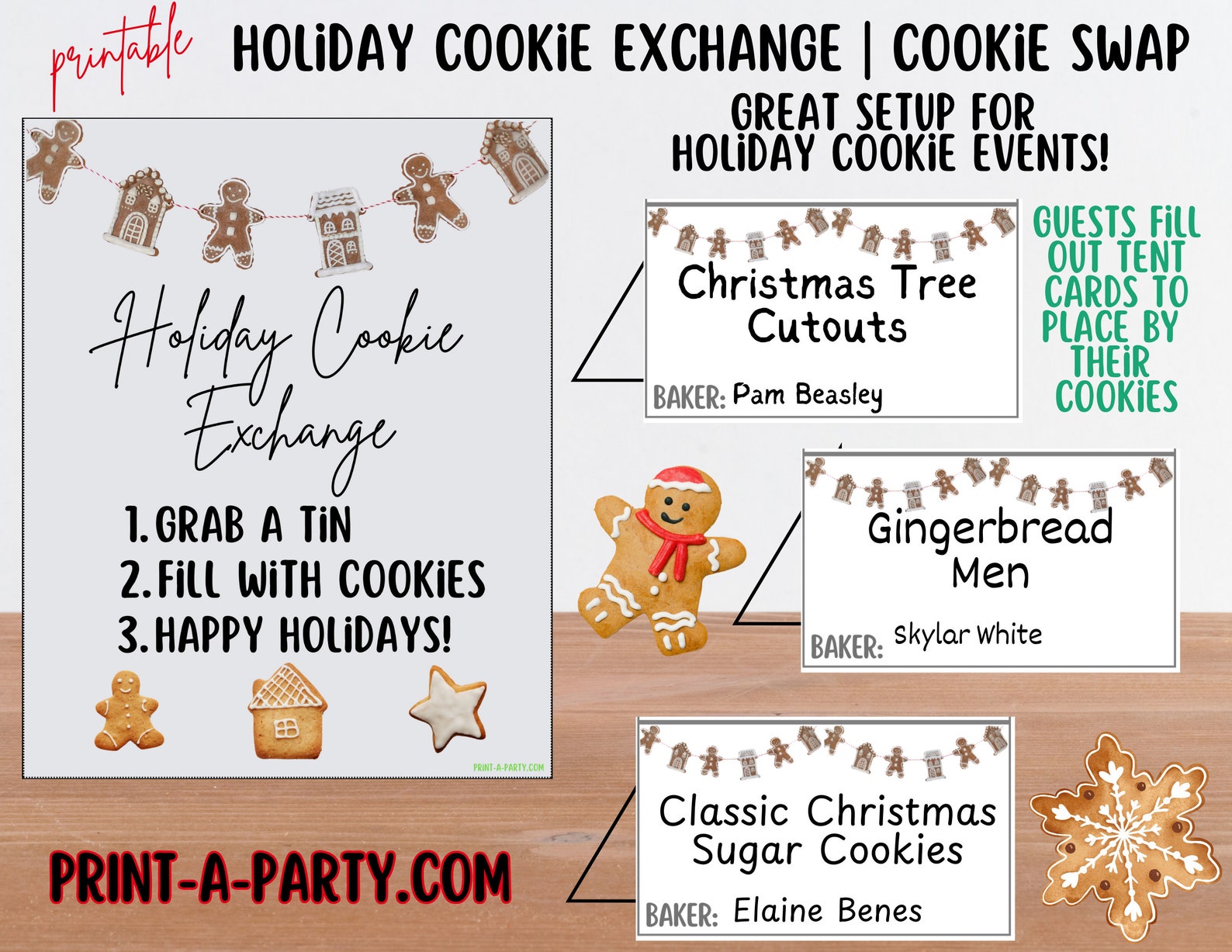 Christmas HOLIDAY COOKIE EXCHANGE | Holiday Cookie Swap | Sign & Tent ...