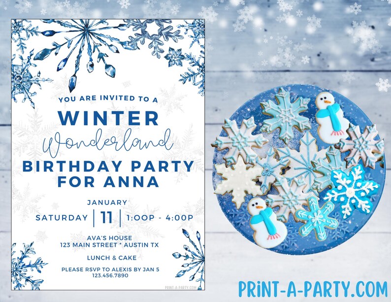 WINTER WONDERLAND Party Invitation - Editable Holiday Invitation ...