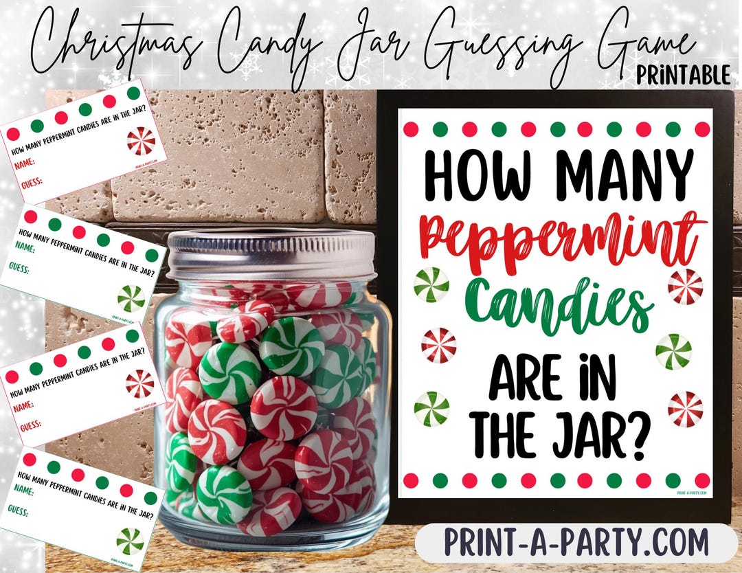 Candy Jar Guessing Game - CHRISTMAS PEPPERMINTS - Printable Holiday ...
