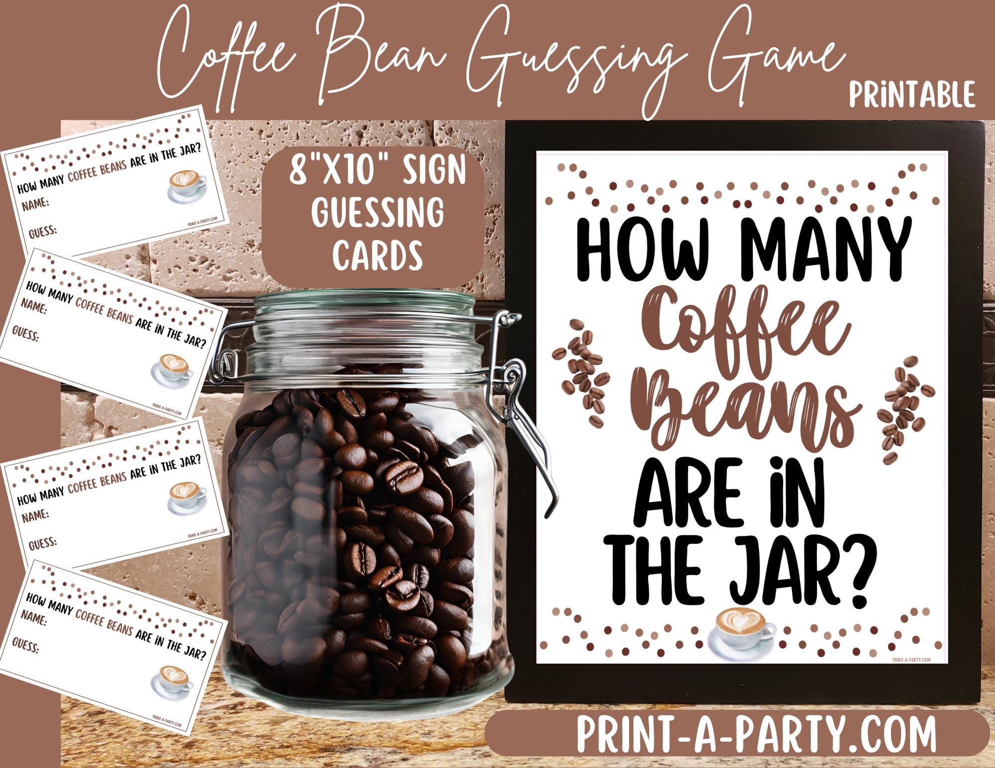 COFFEE BEAN Jar Guessing GAME - Printable Coffee Bean Guessing Game ...