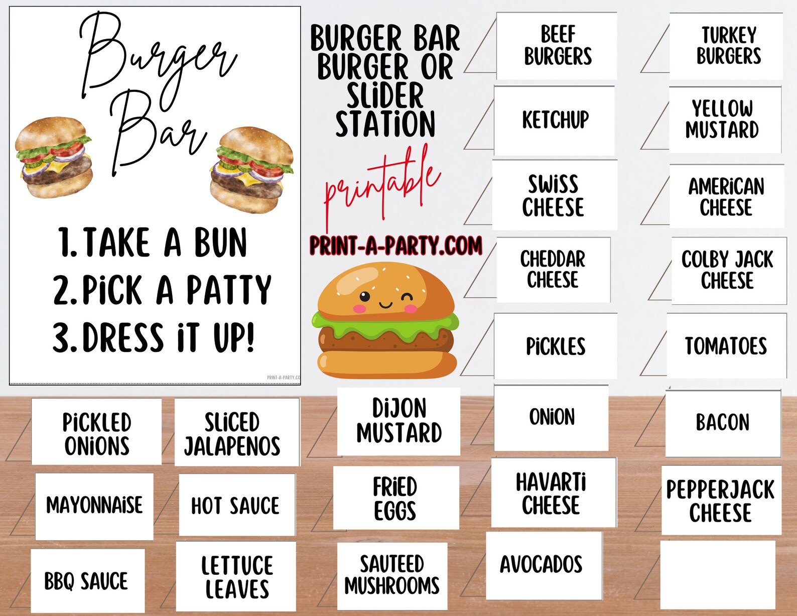 BURGER SLIDER BAR Burger Slider Station Setup White Make Your Own ...