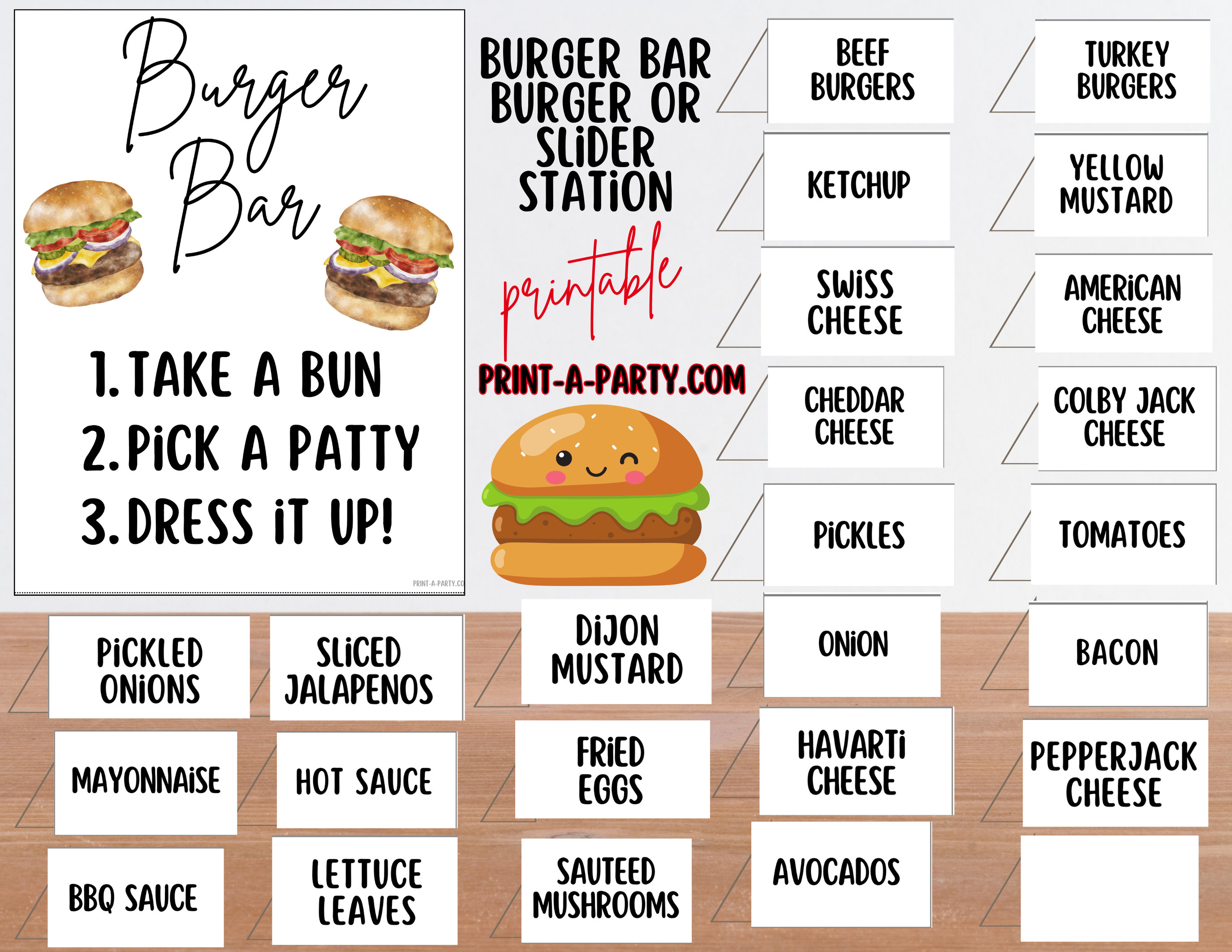 BURGER SLIDER BAR | Burger Slider Station Setup - White | Make Your Own ...