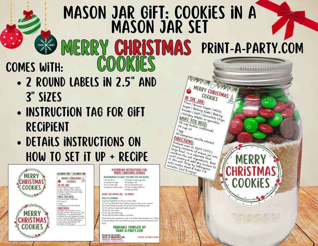 MASON JAR COOKIE Gift | Merry Christmas Cookies in a Mason Jar ...