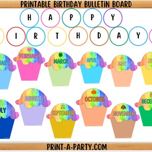 BACK TO SCHOOL: Birthday Bulletin Board Printable Display - Monthly ...