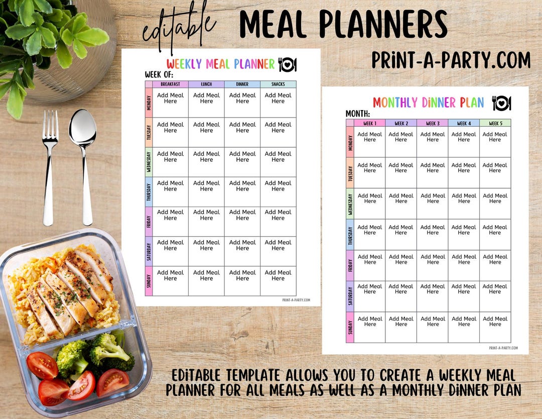 Editable Meal Planning Calendars - Weekly & Monthly | Home Management ...