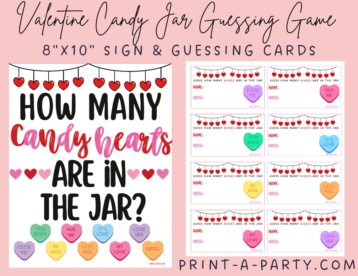 Valentine Conversation Hearts Guessing Game - Printable Valentine's ...