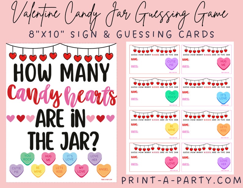 Valentine Conversation Hearts Guessing Game - Printable Valentine's ...