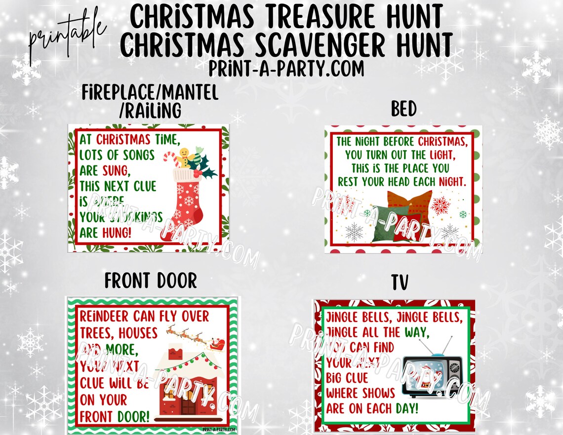 Christmas Scavenger Hunt Printable Game | Holiday Treasure Hunt With ...