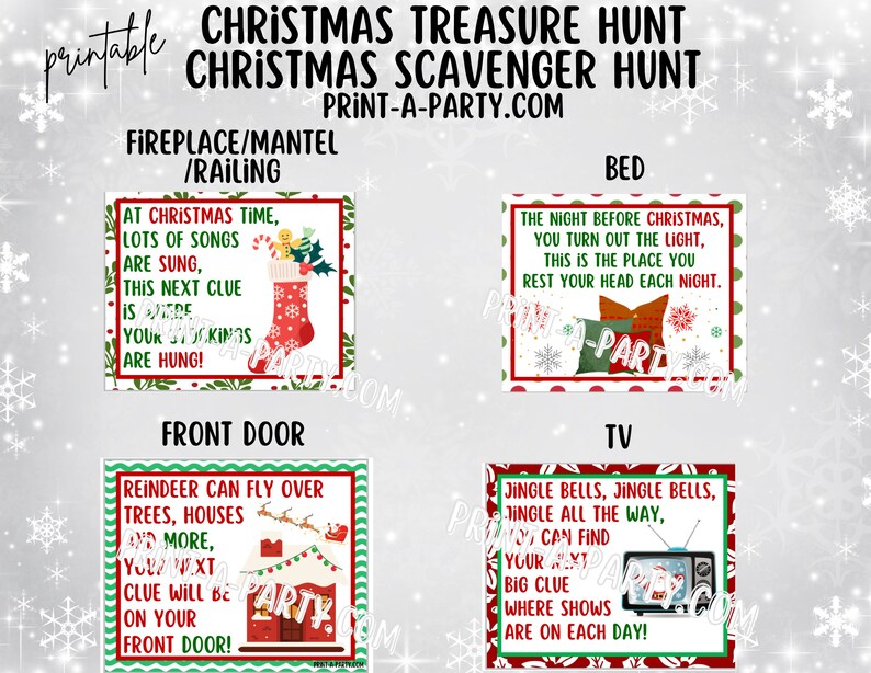 Christmas Scavenger Hunt Printable Game | Holiday Treasure Hunt With ...