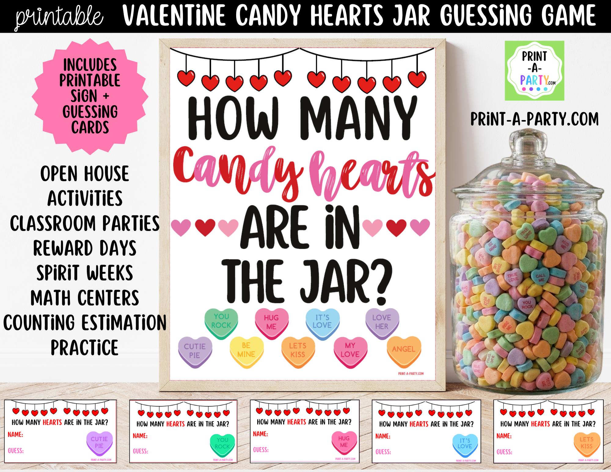 Valentine Conversation Hearts Game Printable Sign (8x10) & Guessing ...