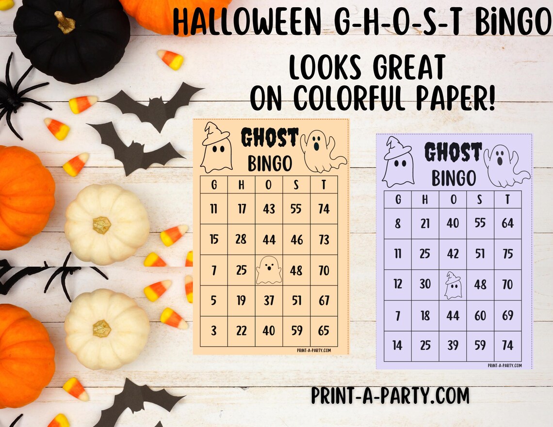 BINGO: Halloween Ghost Bingo Game Printable – Fun G-H-O-S-T Version for ...