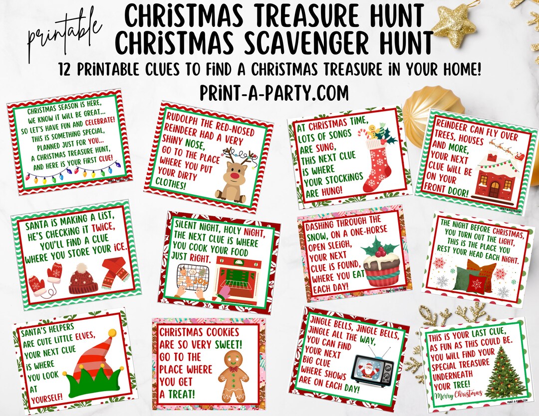 Christmas Scavenger Hunt Printable Game | Holiday Treasure Hunt With ...