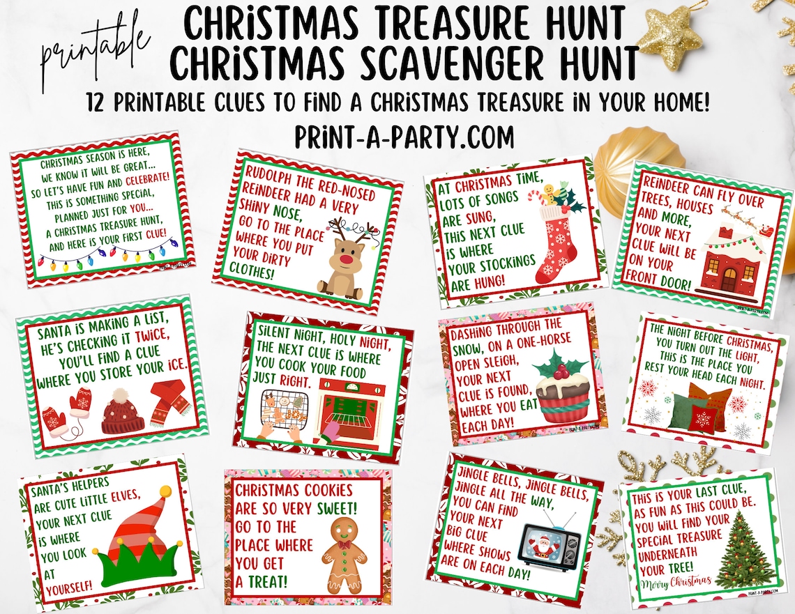 Christmas Scavenger Hunt Printable Game | Holiday Treasure Hunt With ...