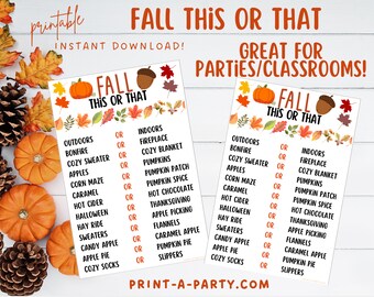 Fall This or That Game Fall Printables Autumn Would You - Etsy