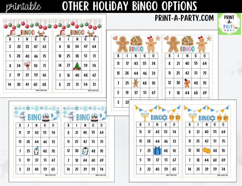 Printable Christmas Gingerbread Bingo Game, 30 Unique Holiday Bingo ...