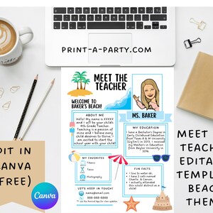 Editable Meet the Teacher Template - Beach or Ocean Themed Classrooms ...