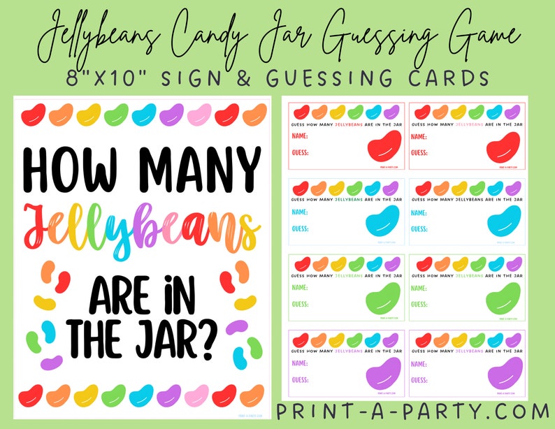 Candy Jar Guessing Game - JELLYBEANS - Printable Party Game for ...