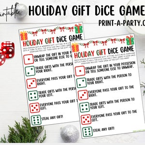 DICE GAME Holiday Dice Game Christmas Dice Game Pass the Presents Game ...
