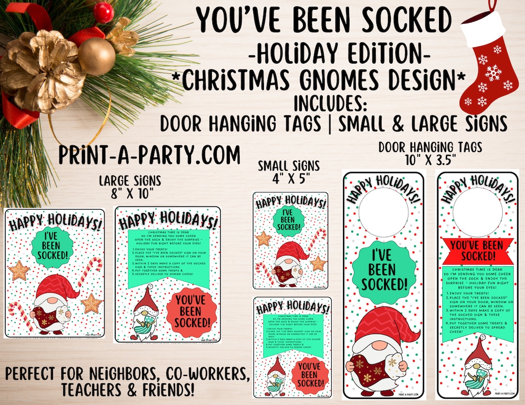 You've Been Socked Holiday Gift Printable – Christmas Neighbor, Teacher ...